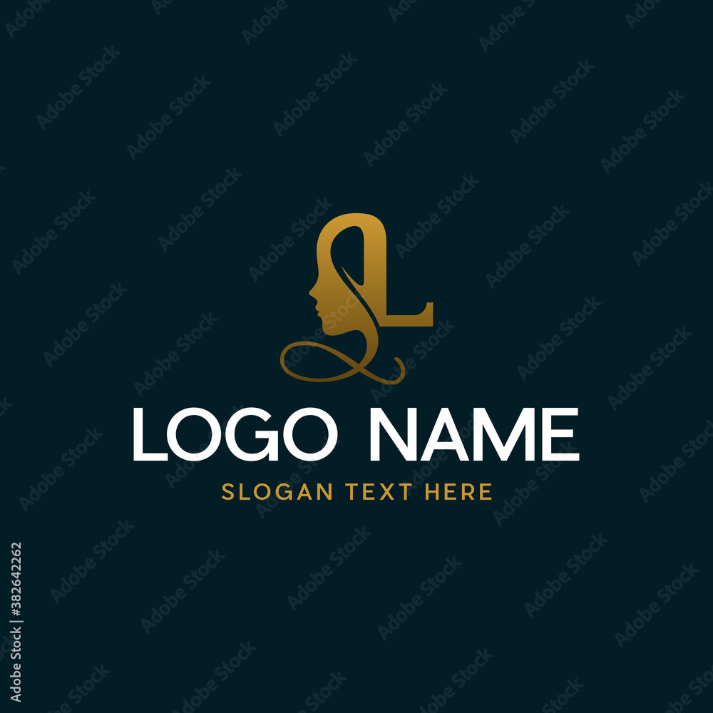 Letter L beauty logo vector design, luxury letter L with beauty face ...