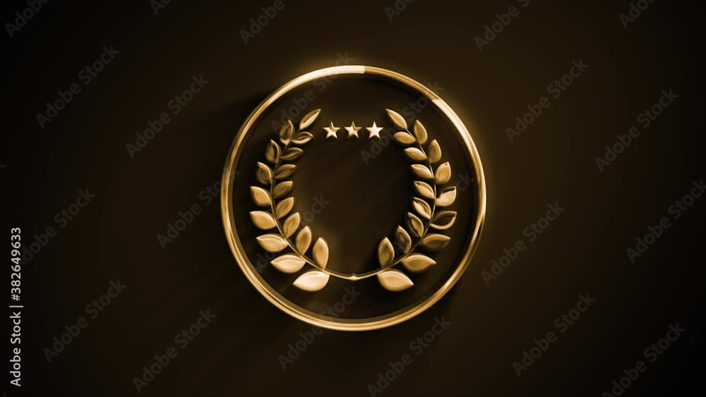 Gold Awards Laurel Leaves With Gold Texture Animation/ 4k animation of ...