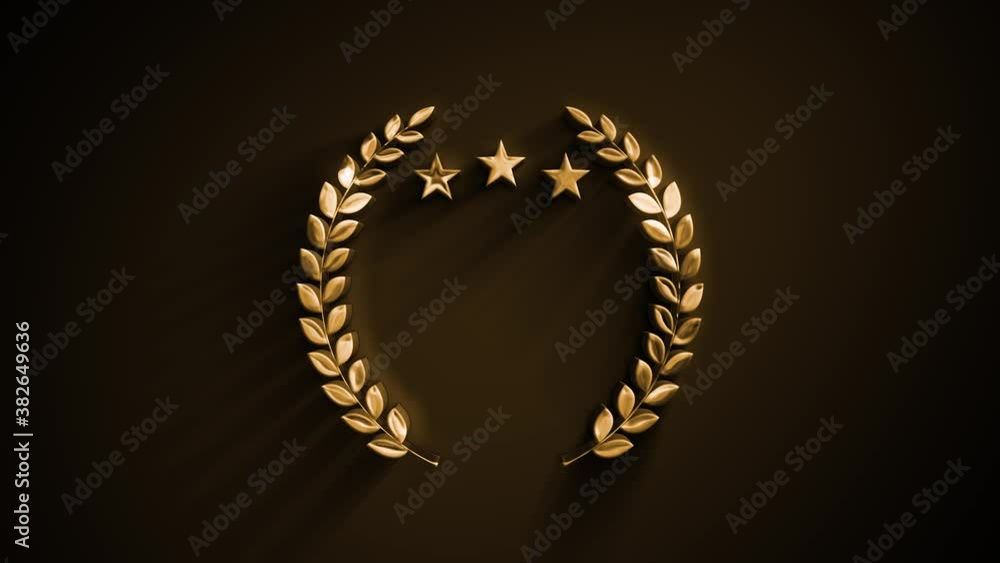 Gold Awards Laurel Leaves With Gold Texture Animation/ 4k animation of ...