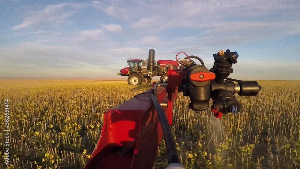 Agricultural Sprayer Spraying Herbicide On The Canola Post-harvest ...