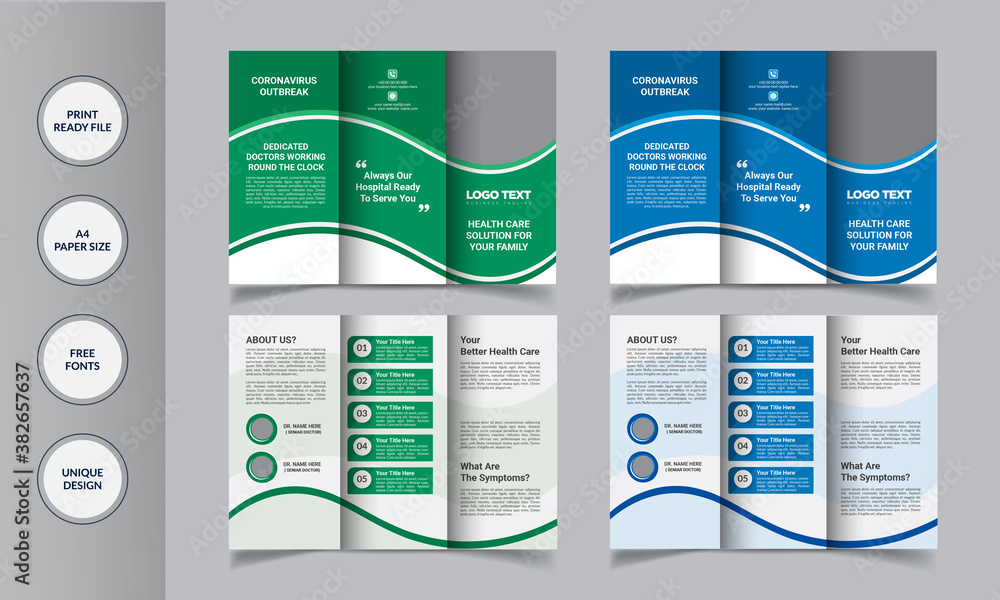 Medical health information brochure and flyer design template . Stock ...