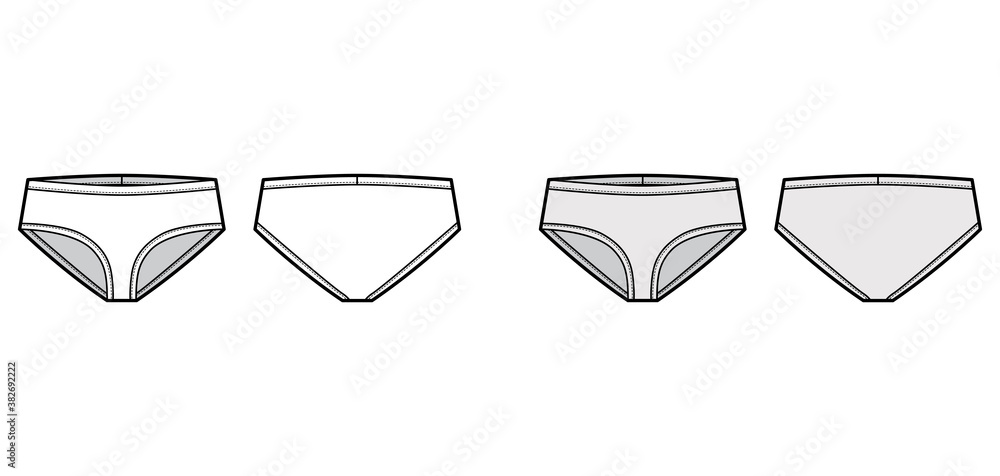 Narrow front Brief underwear technical fashion illustration with ...