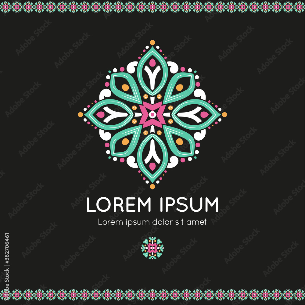 Logo with decorative vector ornament. Elegant, classic elements. Can be ...