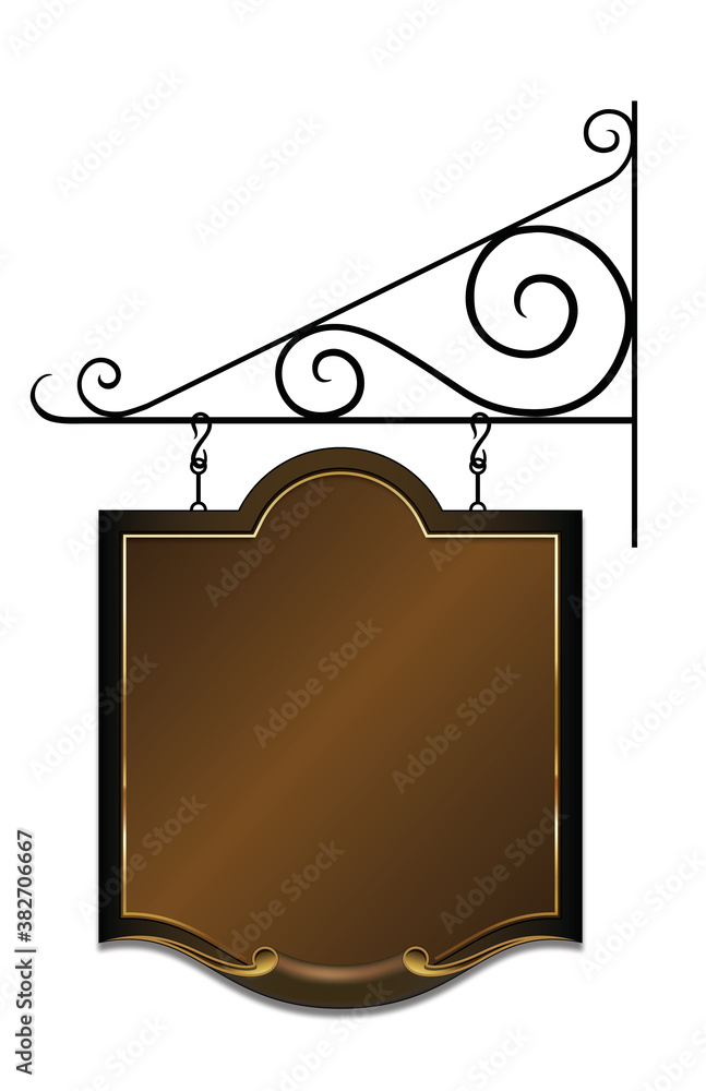 Vintage Wrought Iron Bracket and Sign Design Stock Illustration | Adobe ...