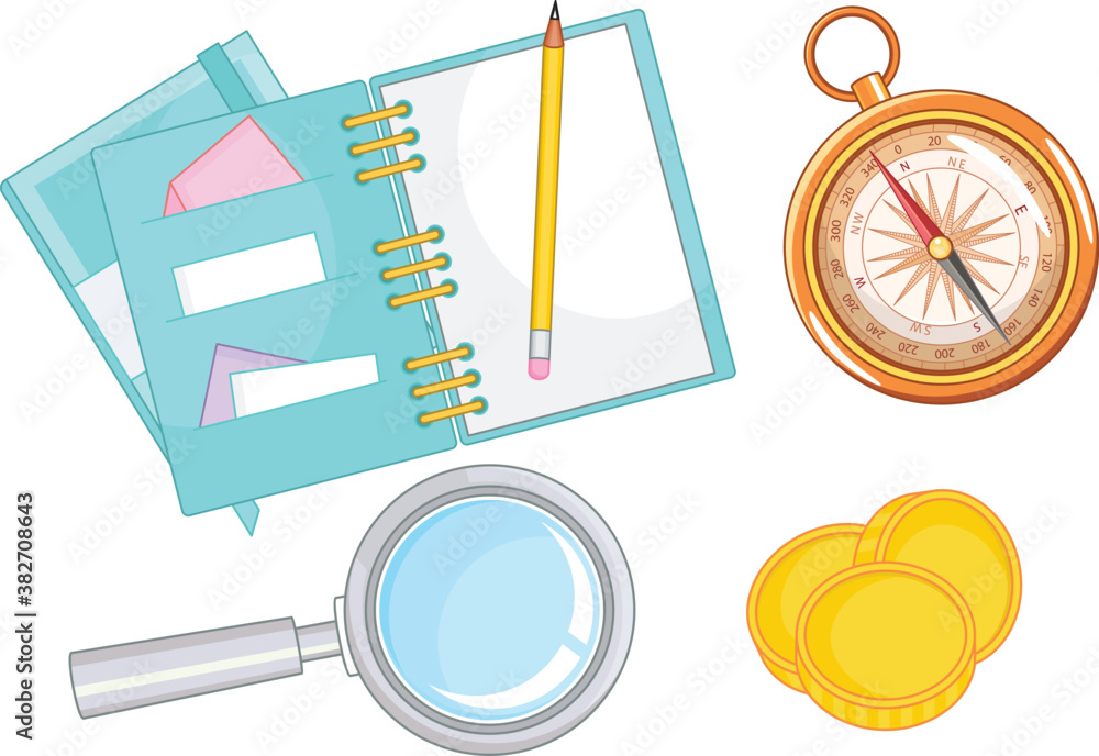 Set of adventure treasure hunt Stock Vector | Adobe Stock