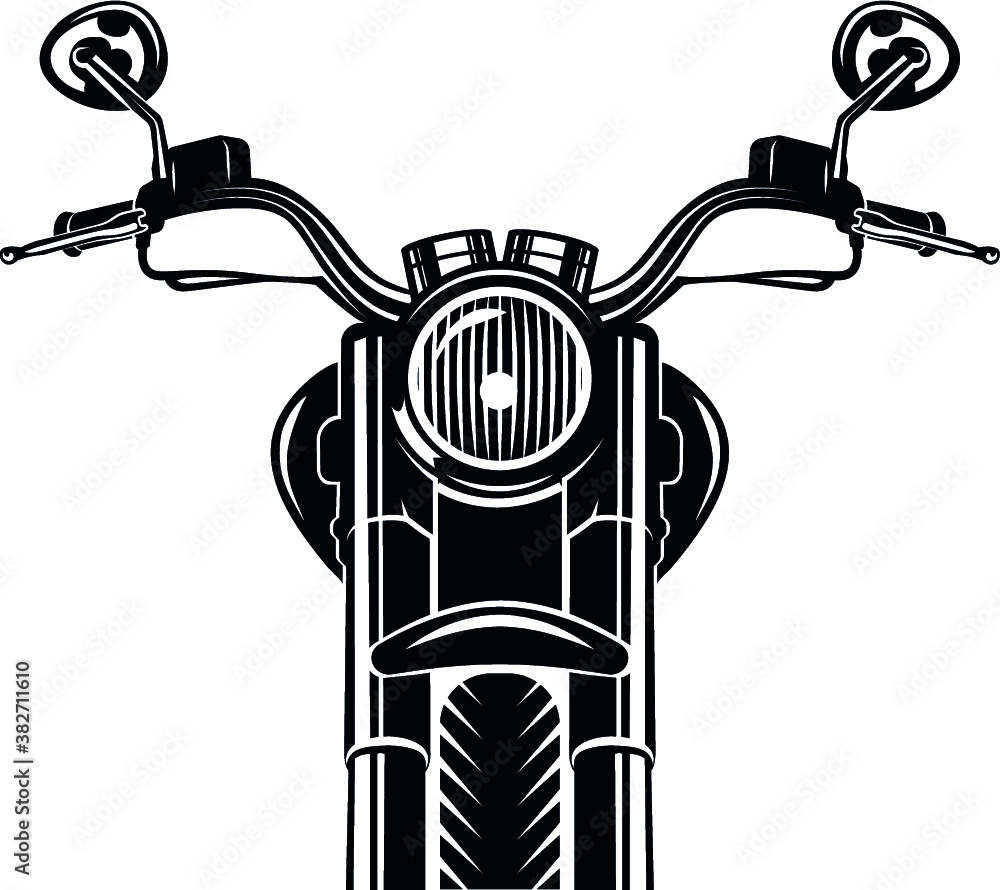 Retro Motorcycle Vector Illustration, Front View of A Classic Motorbike ...