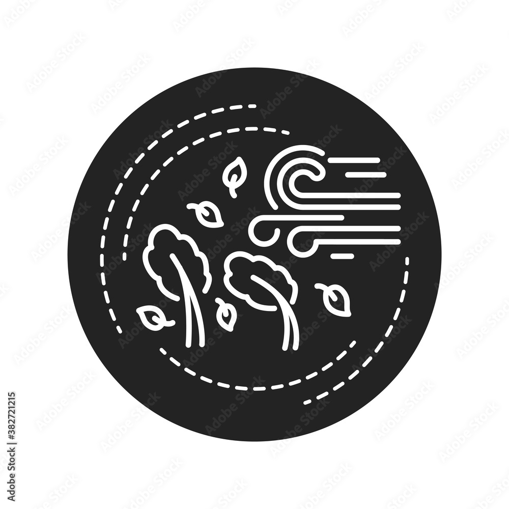 Hurricane black glyph icon. A large rotating storm with high speed ...