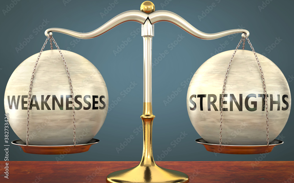 Stock-illustrationen weaknesses and strengths staying in balance ...