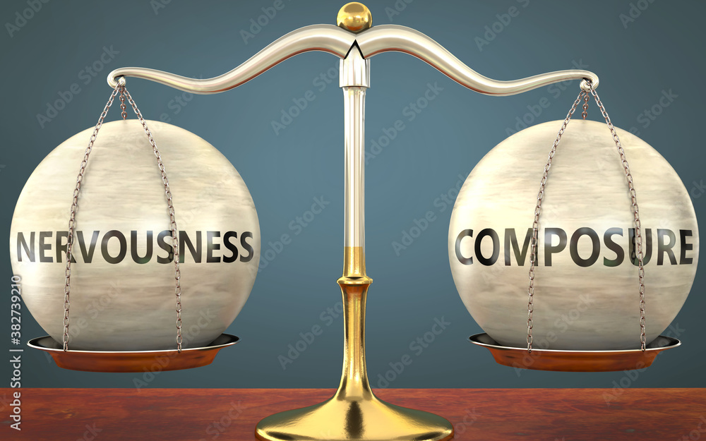 nervousness and composure staying in balance - pictured as a metal ...