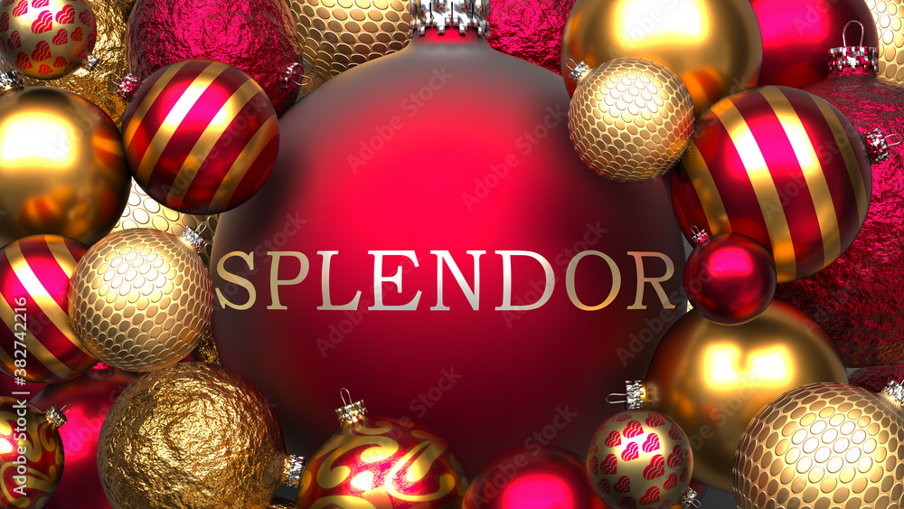 Splendor and Xmas, pictured as red and golden, luxury Christmas ...