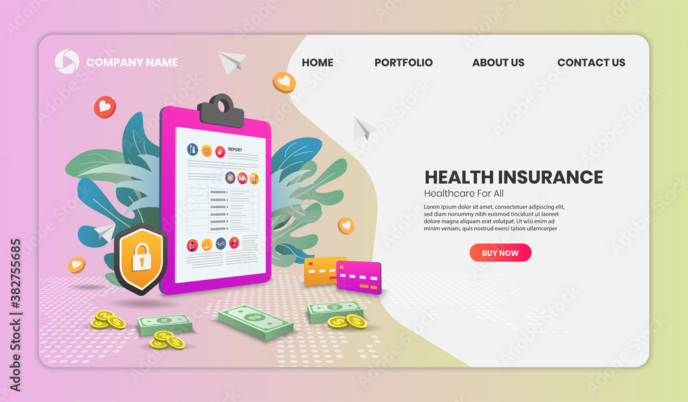 Health insurance concept banners templates for backgrounds ...