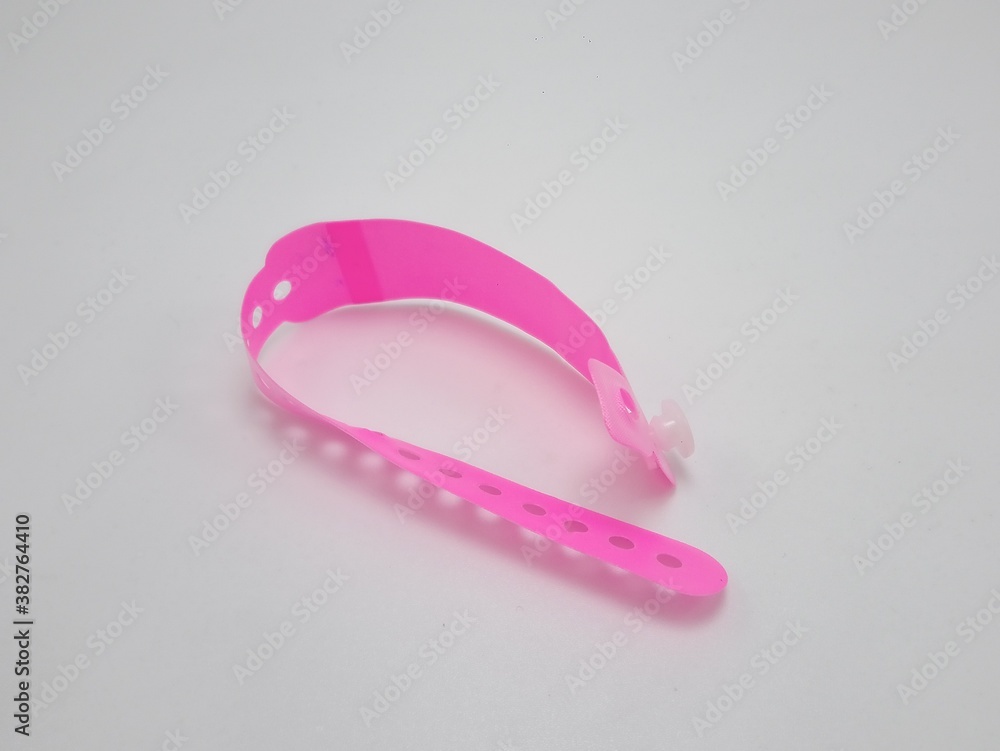 Pink baby name tag wrist ankle binder Stock Photo | Adobe Stock