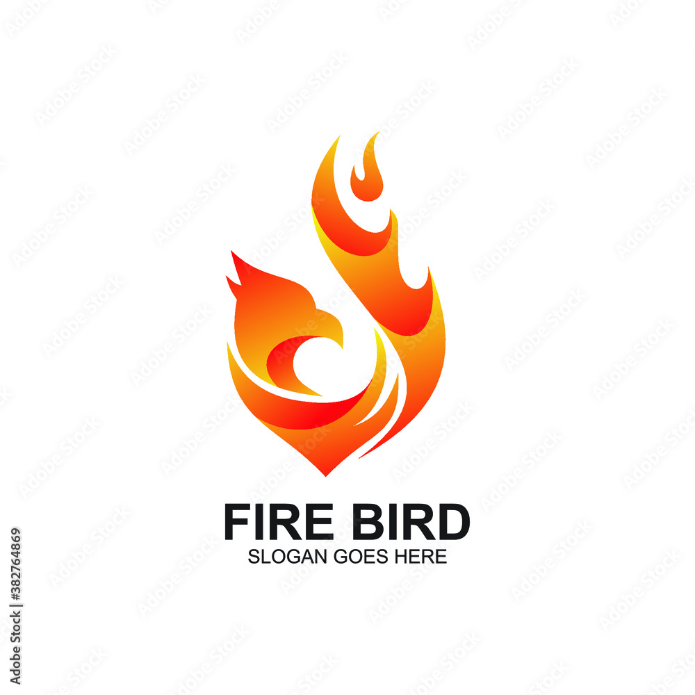 Flame bird logo design Stock Vector | Adobe Stock