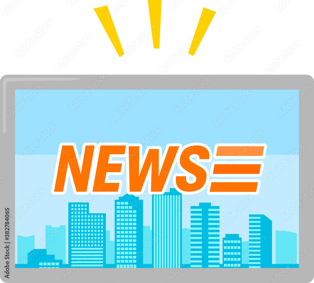 街並みを背景にしたニュース番組のタイトル画面 Stock Vector | Adobe Stock