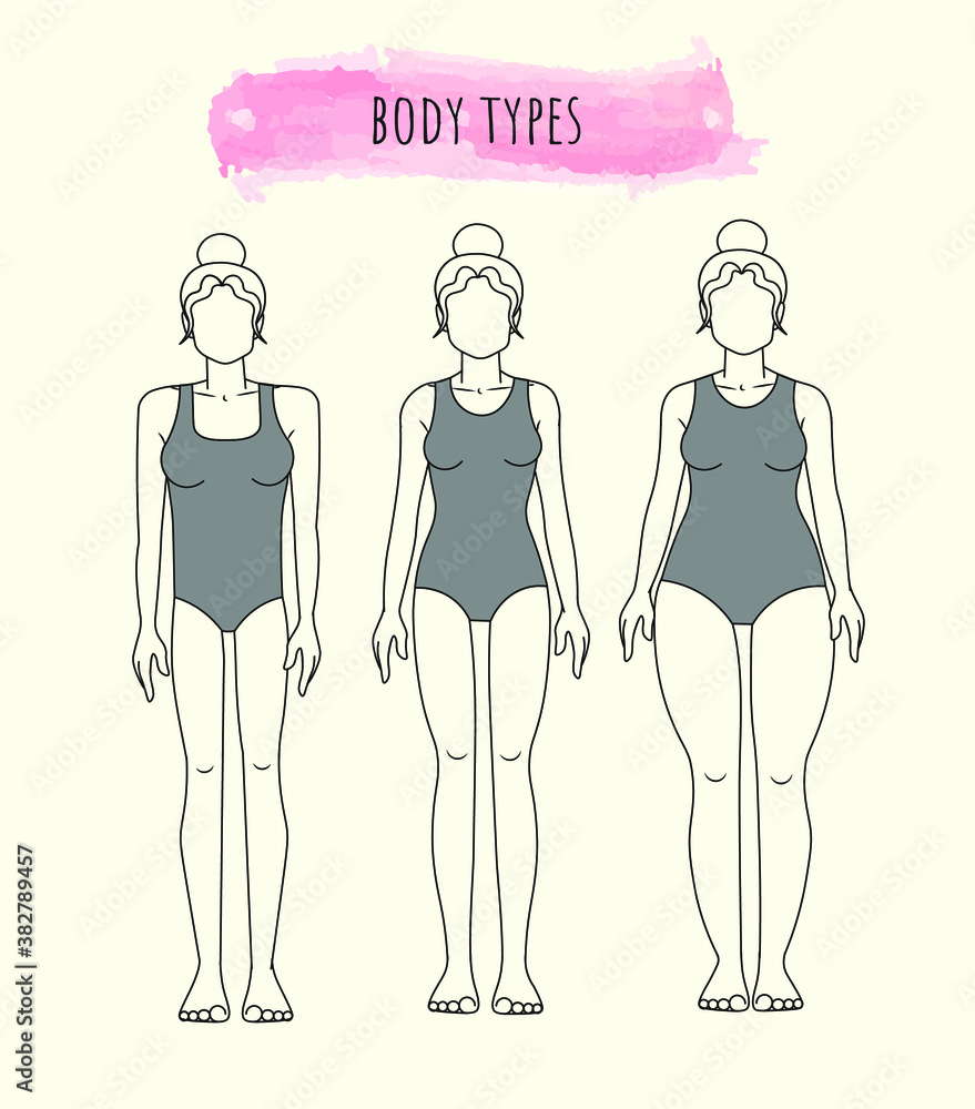 Silhouettes of various types of female figures. Female body types. Body ...