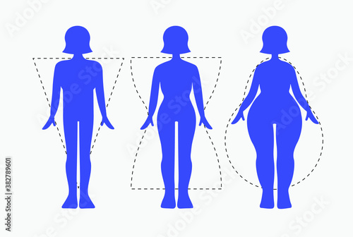 Silhouettes of various types of female figures. Female body types. Body ...
