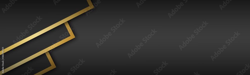 Modern abstract header with black and gold layers above each other ...