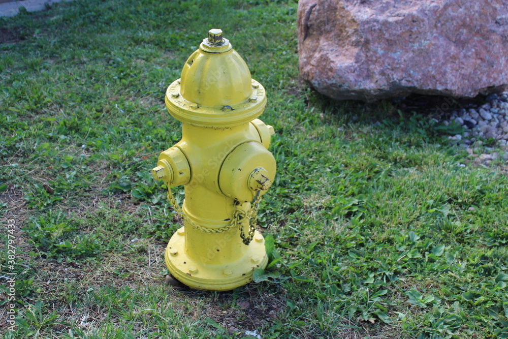 yellow fire hydrant for fire department usage in case of fire emergency ...