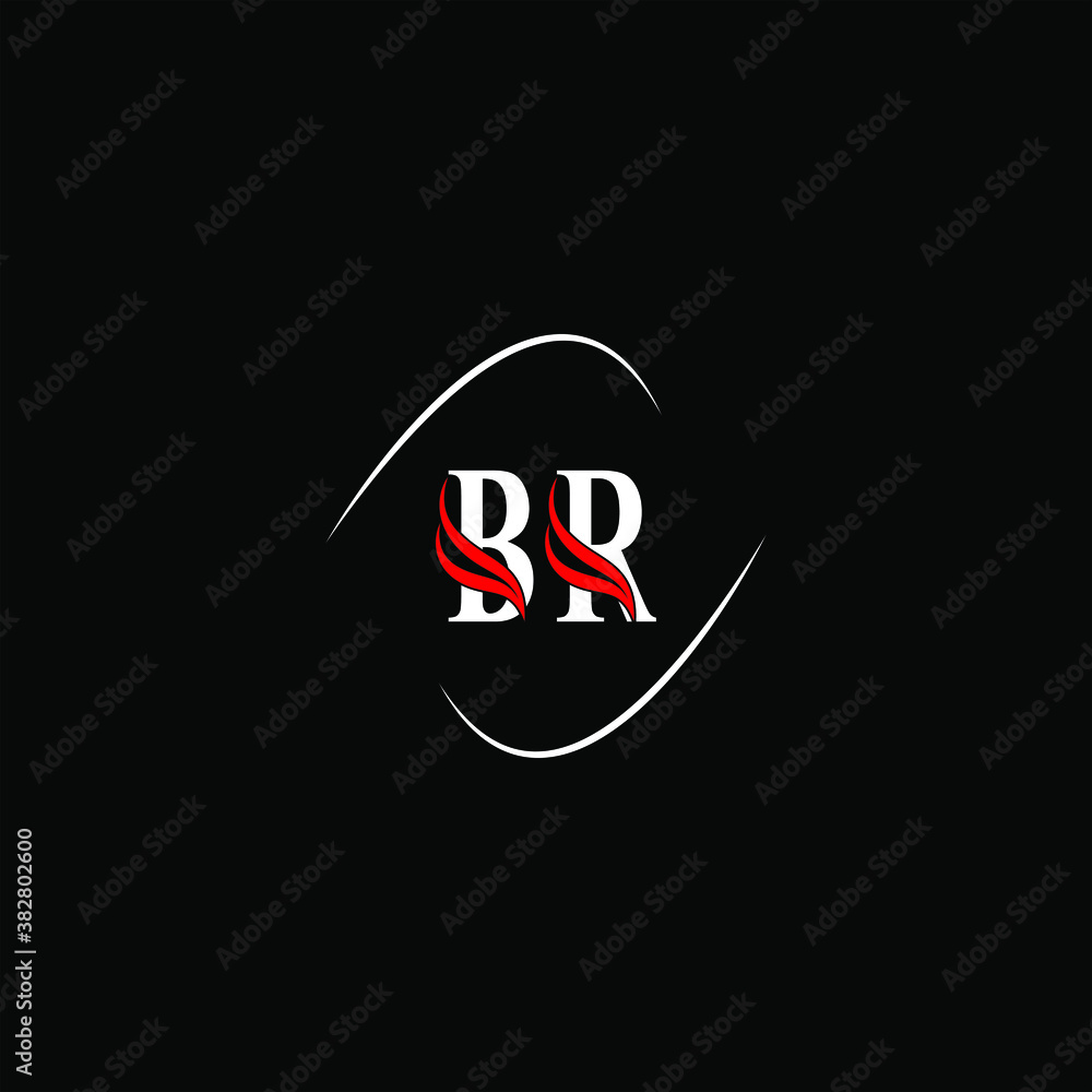 B R letter logo monogram design on black color background Stock Vector ...