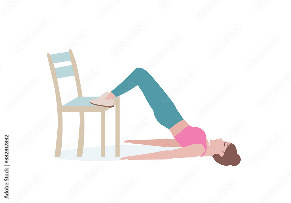 Exercises that can be done at-home using a sturdy chair. woman in pink ...