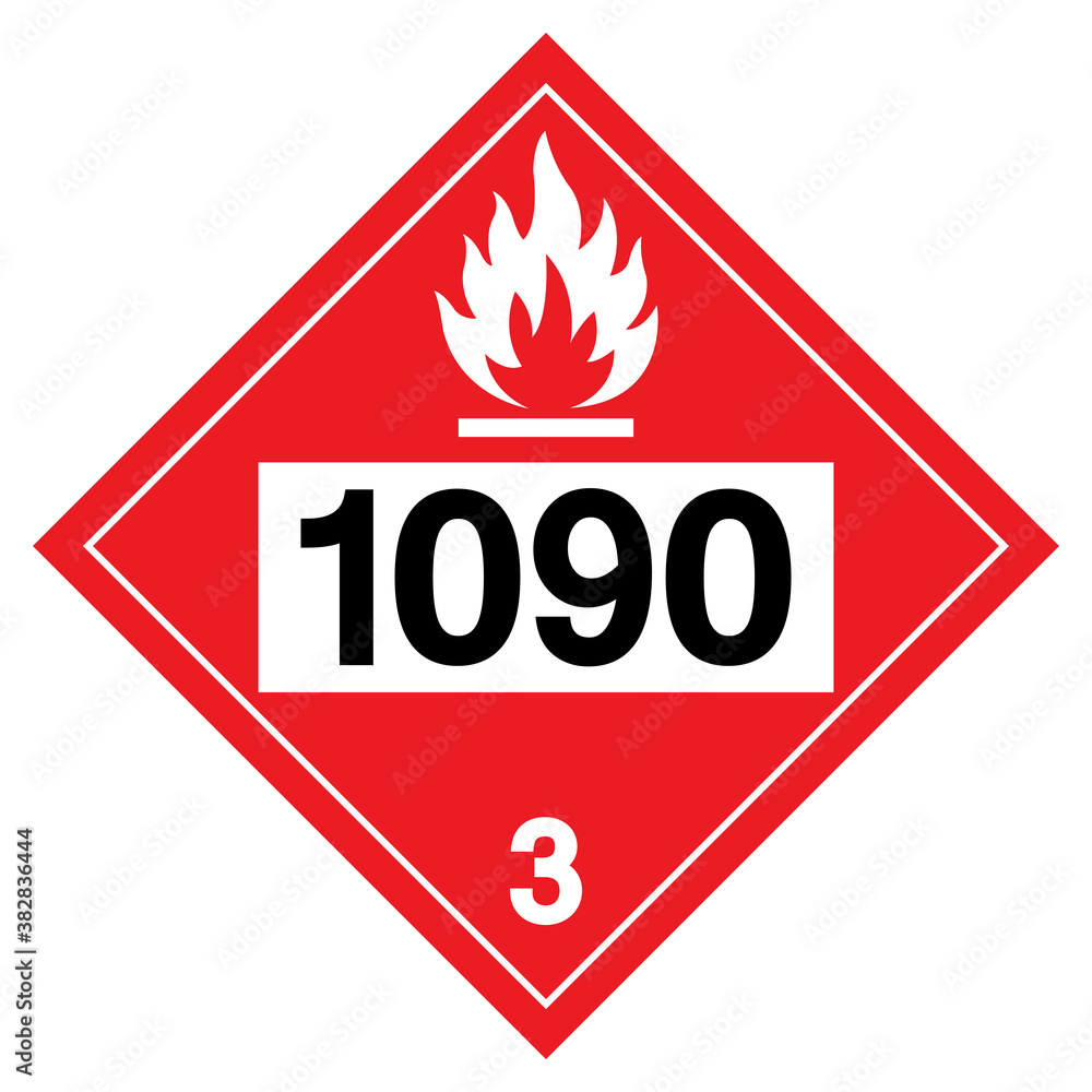 Class 3 Acetone UN1090 Symbol Sign, Vector Illustration, Isolate On ...
