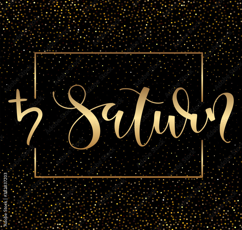 Saturn - astrological symbol and hand drawn calligraphy - Vector ...