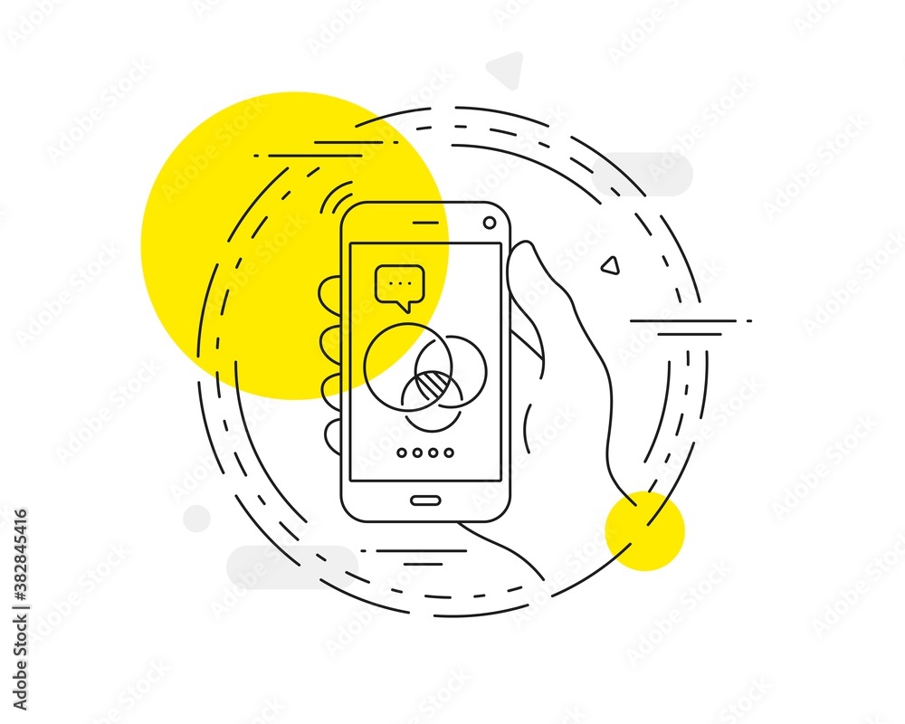 Euler diagram line icon. Mobile phone vector button. Eulerian circles ... Euler diagram line icon. Mobile phone vector button. Eulerian circles ...