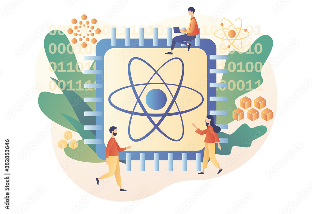 Quantum computing concept. Optical technology, photonics research. Tiny ...