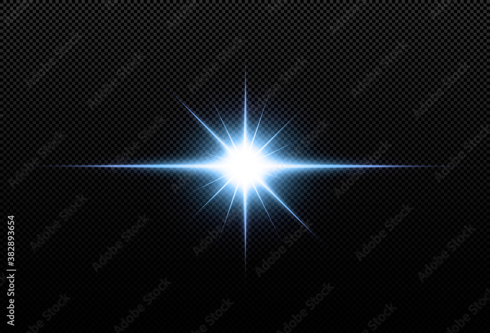 Shining neon stars isolated on black background. Effects, lens flare, shine, explosion, neon ...