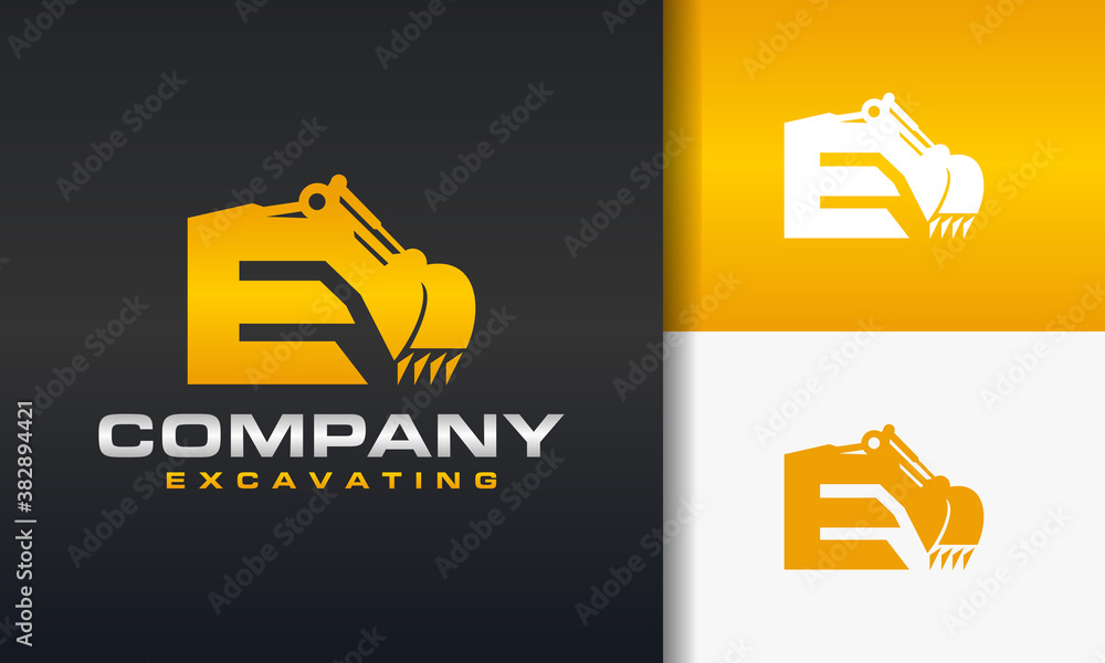 excavator letter E logo Stock Vector | Adobe Stock