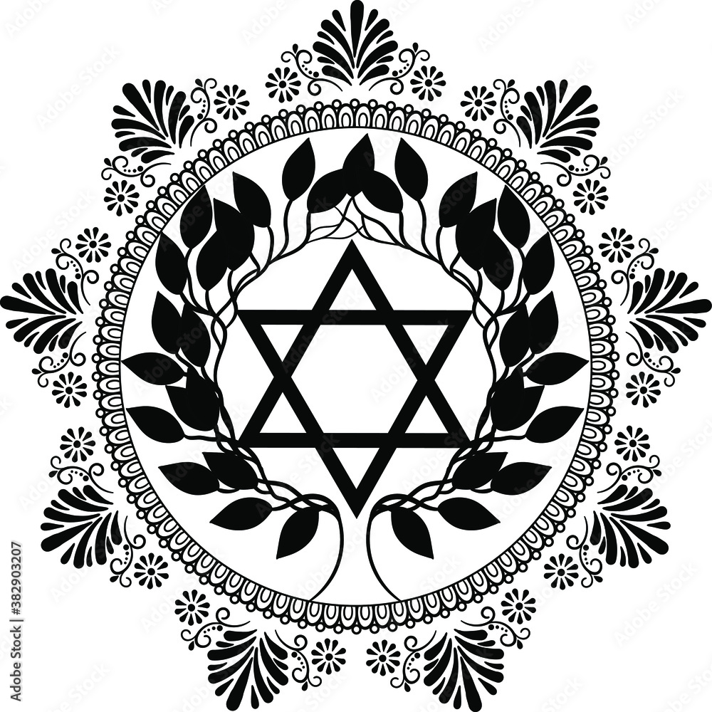 Jewish motifs mandala template Stock Vector | Adobe Stock