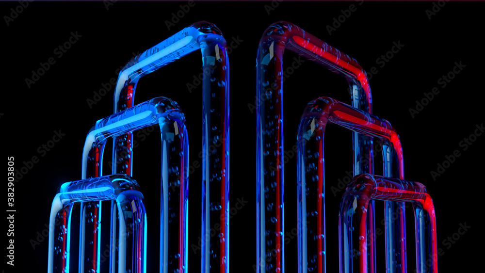 Foto de A system of several pipes conducting fluid through itself ...