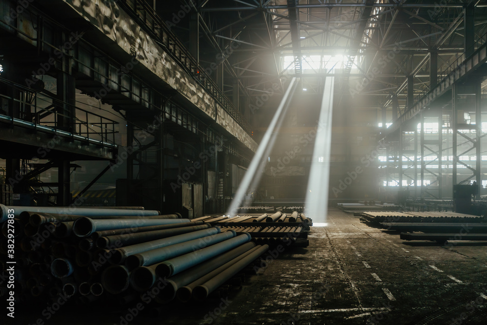 Beams in old industrial building or warehouse Stock Photo | Adobe Stock