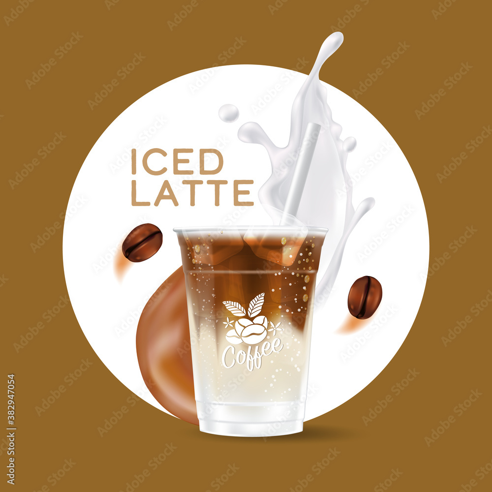 iced coffee takeaway cup vector illustration, Iced latte Stock Vector ...
