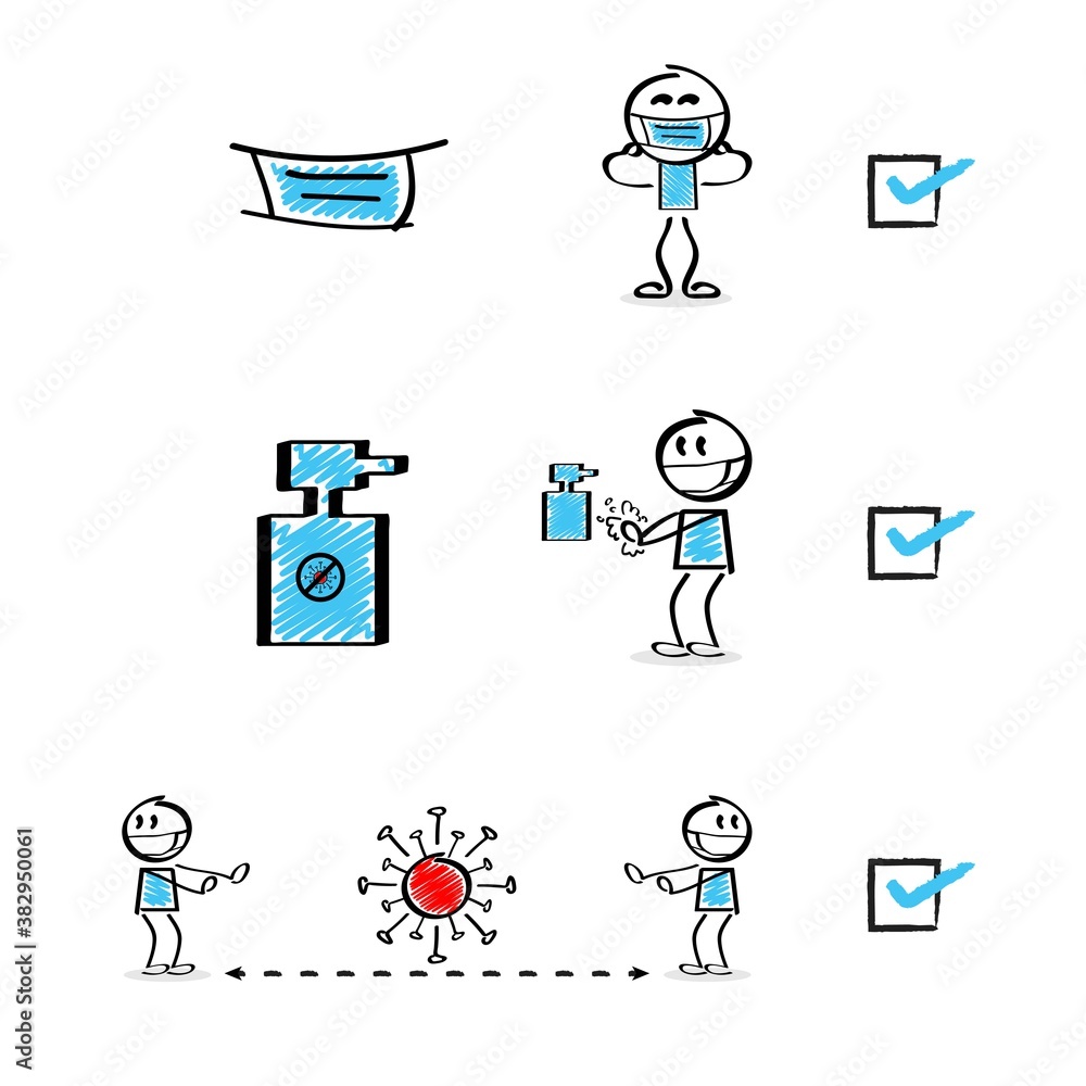 Covid-19 Prevention StickMan Figure Character Stock Vector | Adobe Stock