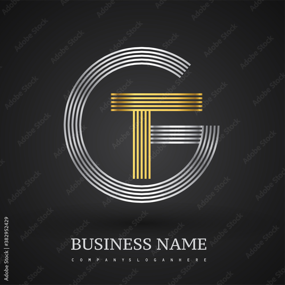 Letter TG logo design circle G shape. Elegant silver and gold colored ...
