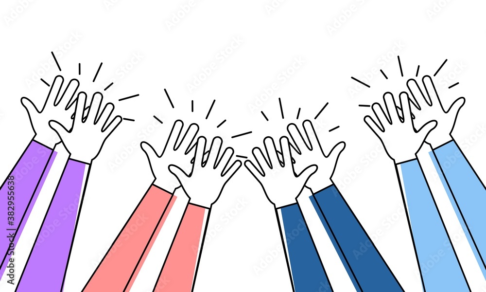 People hands clapping. Cheering hands, ovation and business success ...