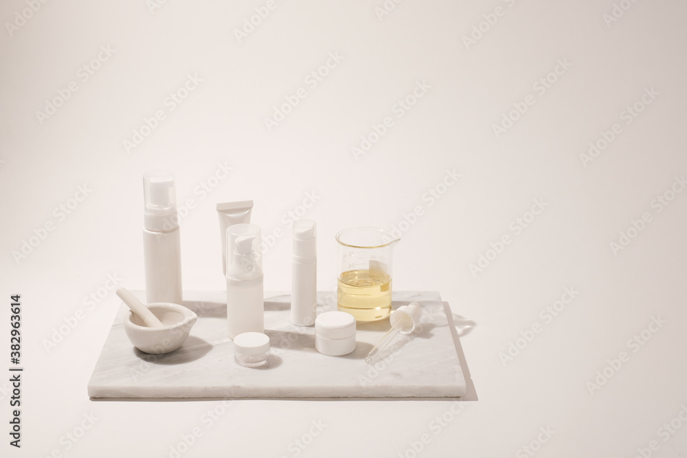 cosmetic and skin care for beauty routine on white background with ...