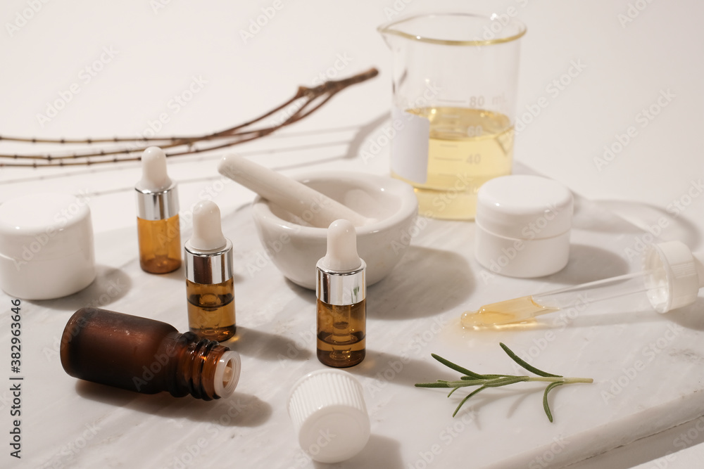 cosmetic and skin care for beauty routine on white background with ...