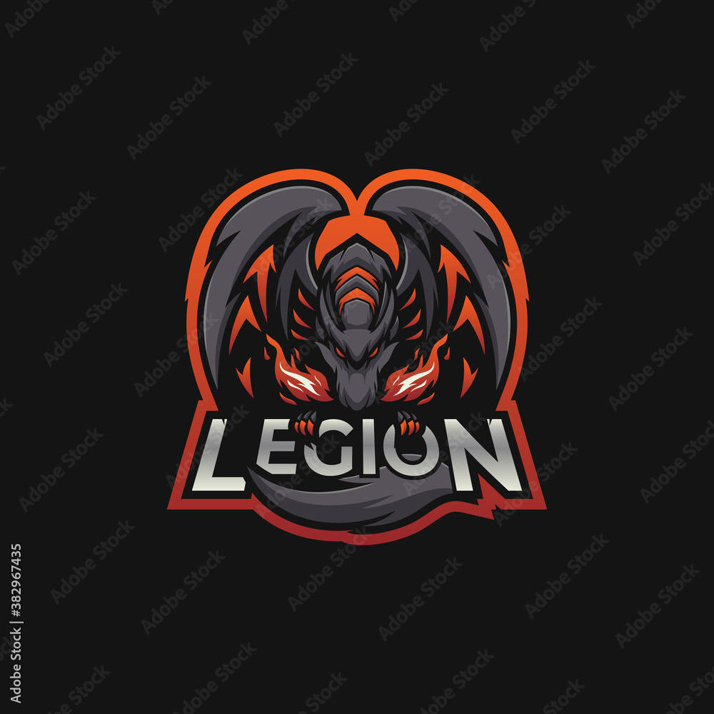 Dragon Legion Illustration Mascot Logo Design Vector Template Stock ...