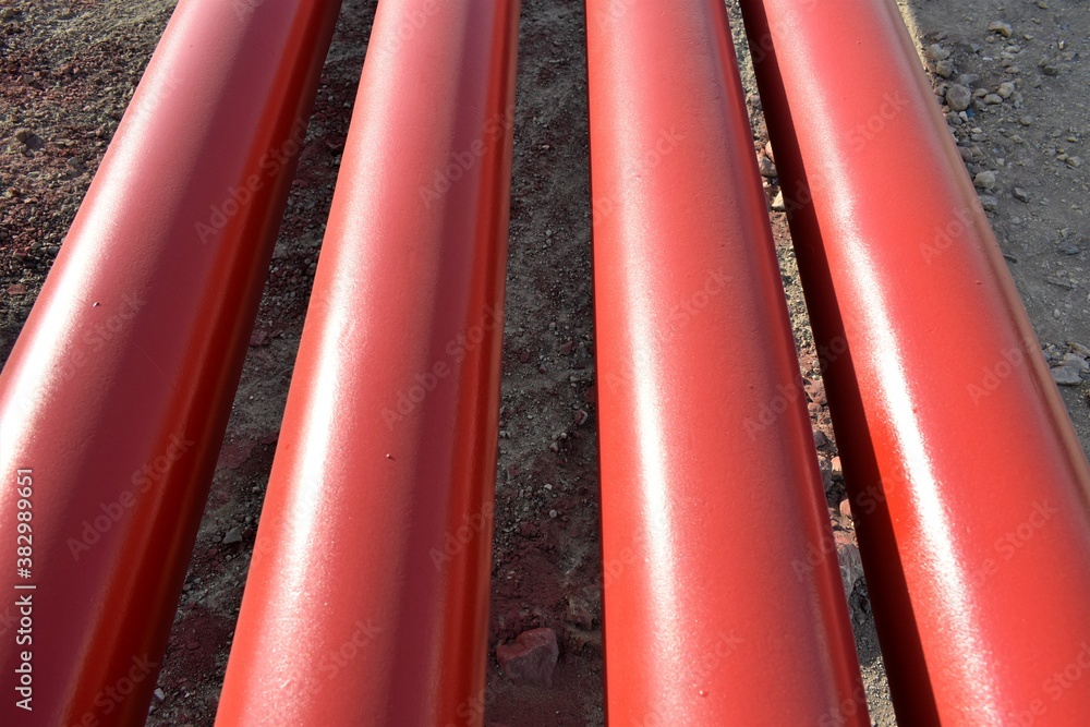 Red steel pipes for fire fighting system and extinguishing water lines ...