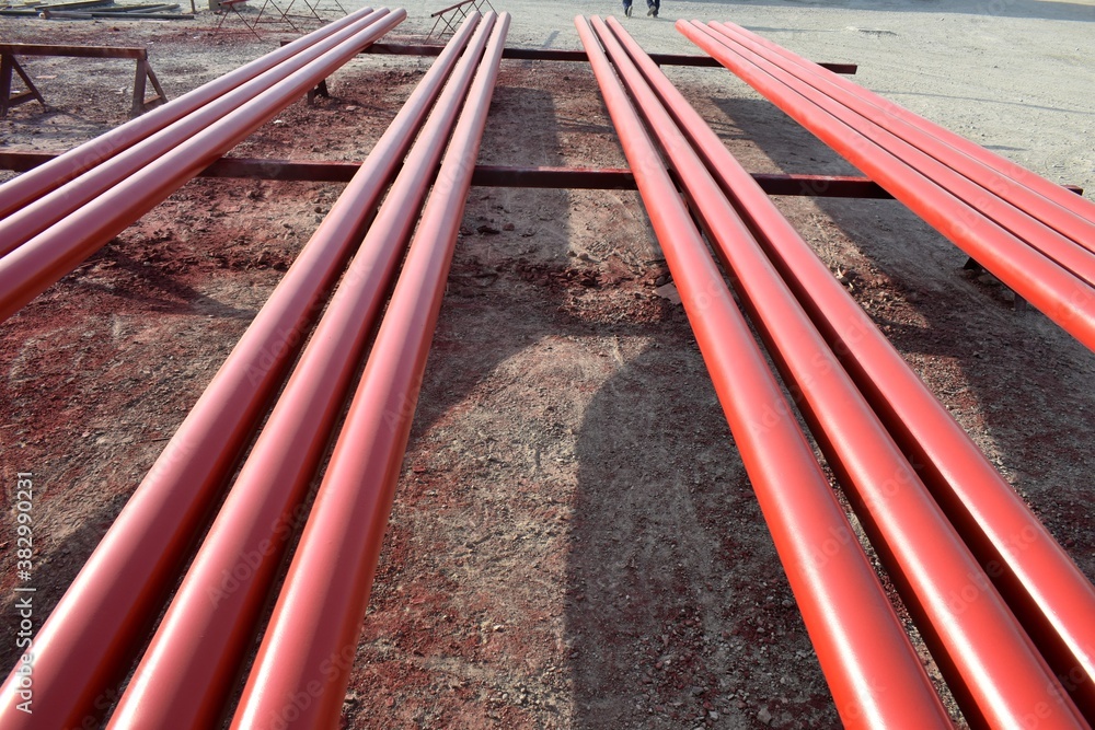 Red steel pipes for fire fighting system and extinguishing water lines ...