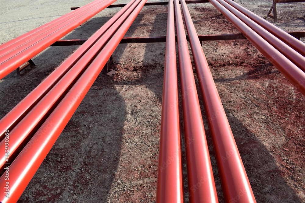 Red steel pipes for fire fighting system and extinguishing water lines ...
