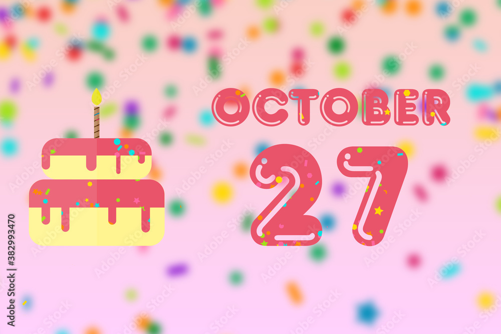 october 27th. Day 27 of month,Birthday greeting card with date of birth ...