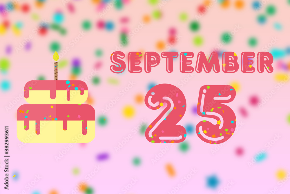 september 25th. Day 25 of month,Birthday greeting card with date of ...