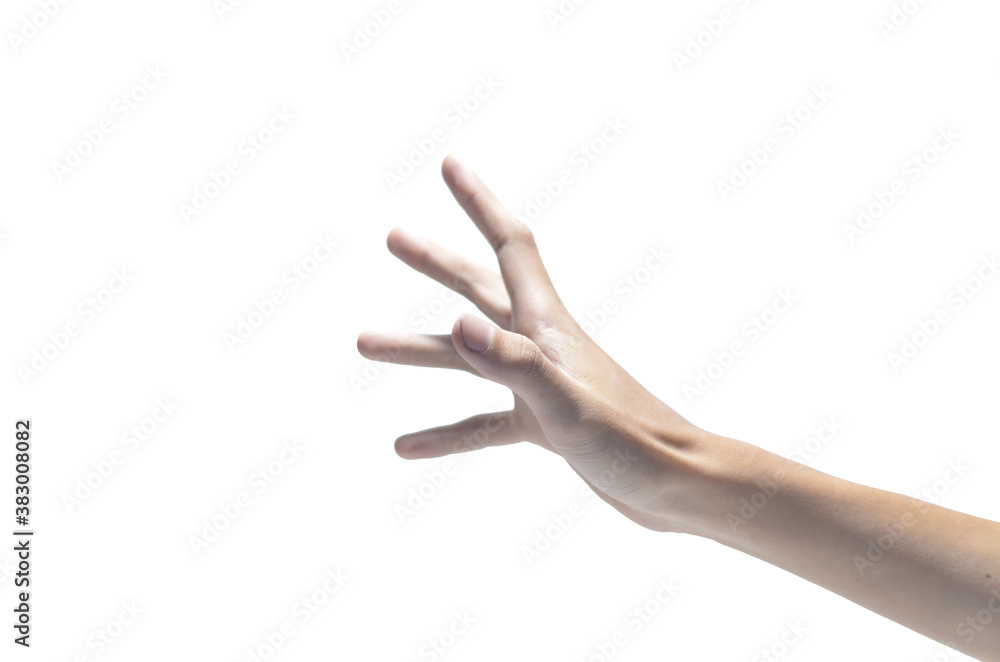 Hand Trying To Reach Something on Isolated White Background Stock Photo ...