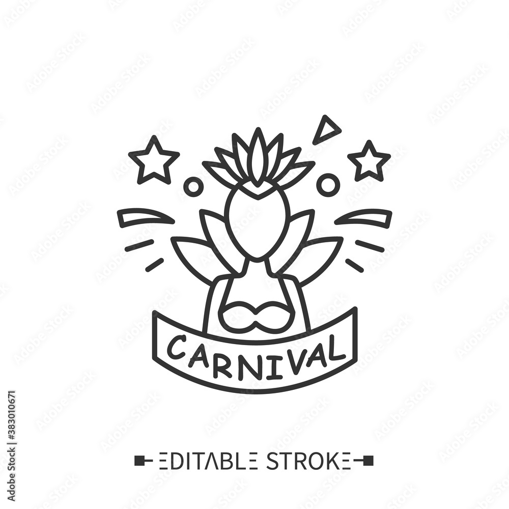 Samba line icon. Brazilian dance, a symbol of the national identity of ...