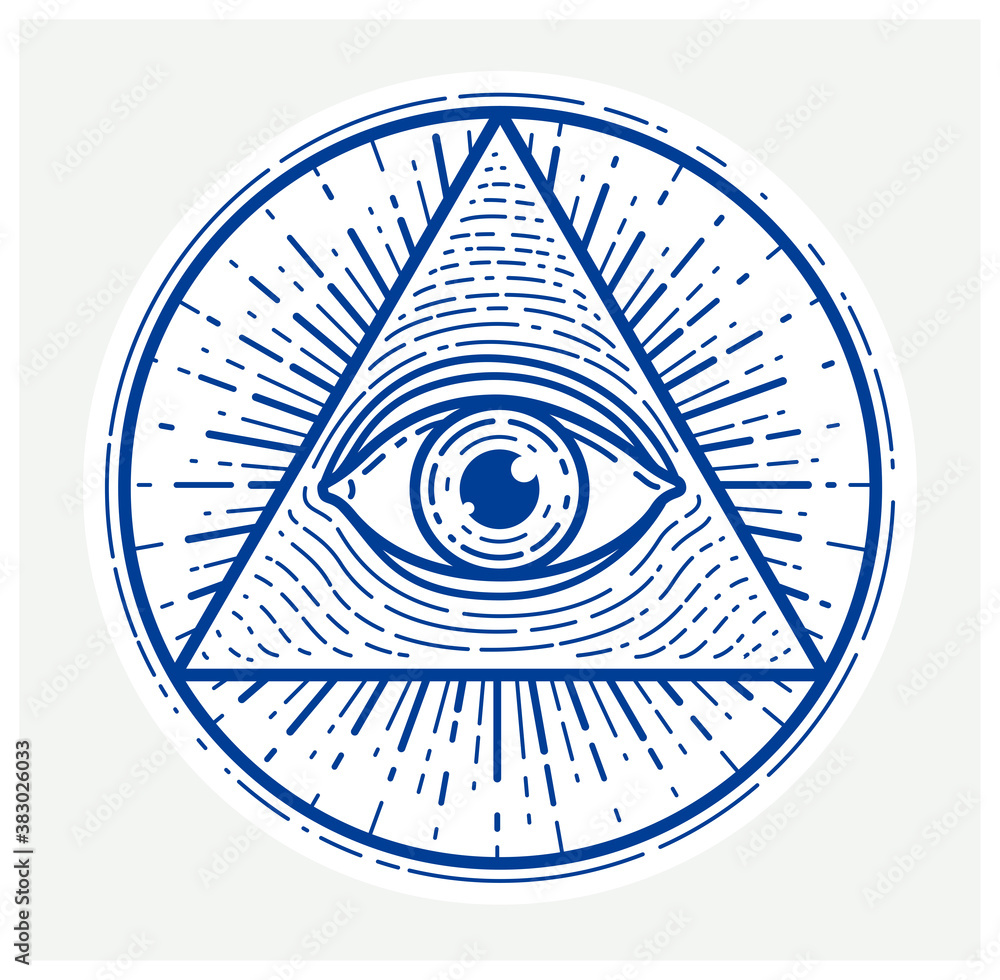 All seeing eye of god in sacred geometry triangle, masonry and ...