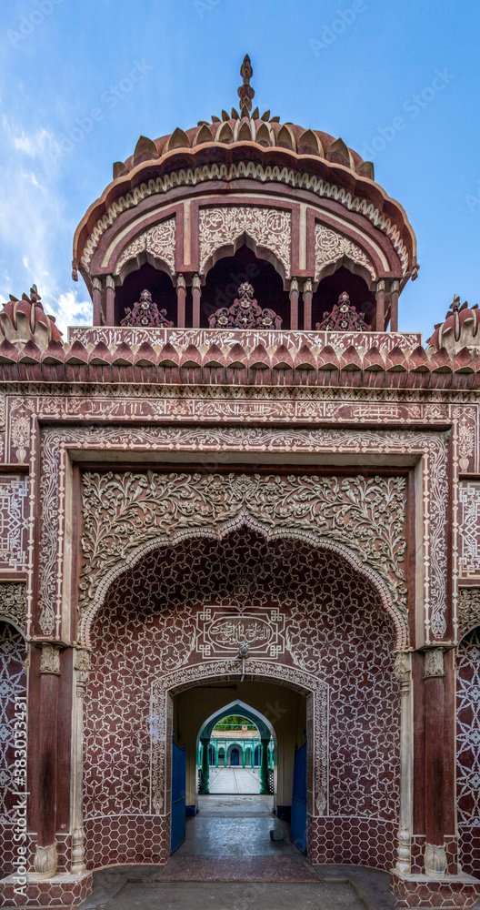main gate of royal mosque in Chitral, Khyber Pakhtunkhwa, Pakistan ...