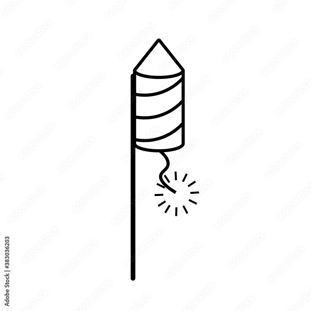 Diwali rocket line icon. Clipart image isolated on white background ...